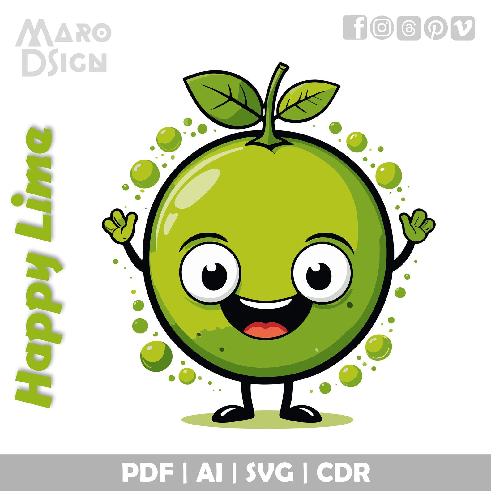 Happy Lime Clipart Bundle | Fun and Vibrant Vector Illustration for ...