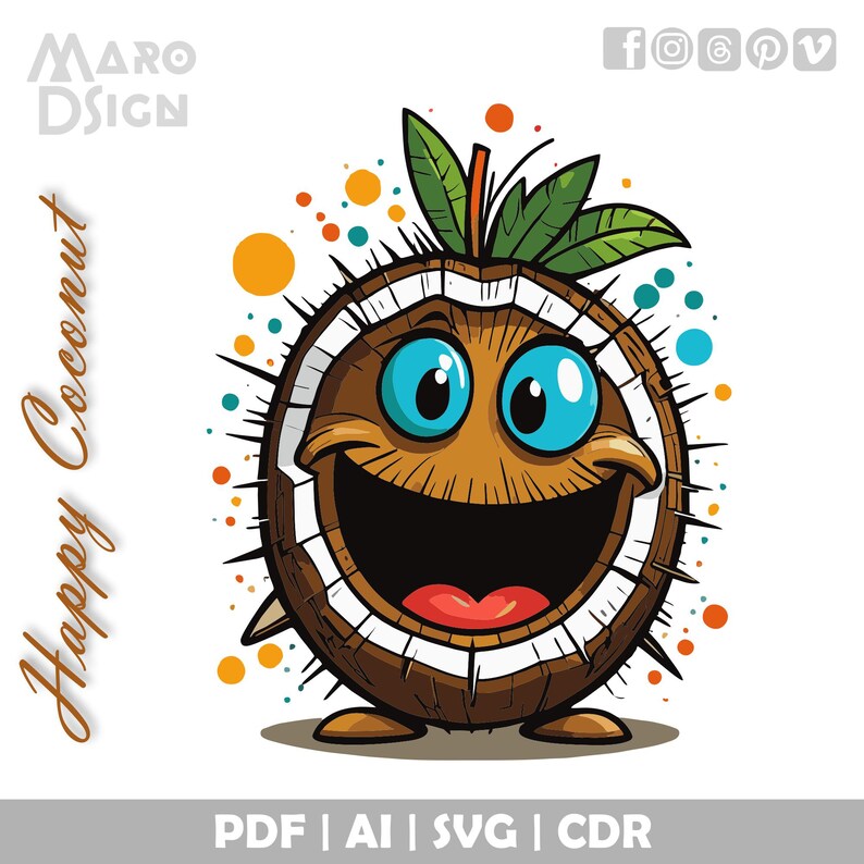 Happy Coconut Clipart Bundle | Cheerful Vector Clipart for DIY ...
