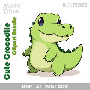 Cute Crocodile Clipart Bundle | Adorable Chibi-style Vector Clipart ...