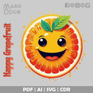 Happy Grapefruit Clipart Bundle | Juicy Fruit Vector Illustration for ...