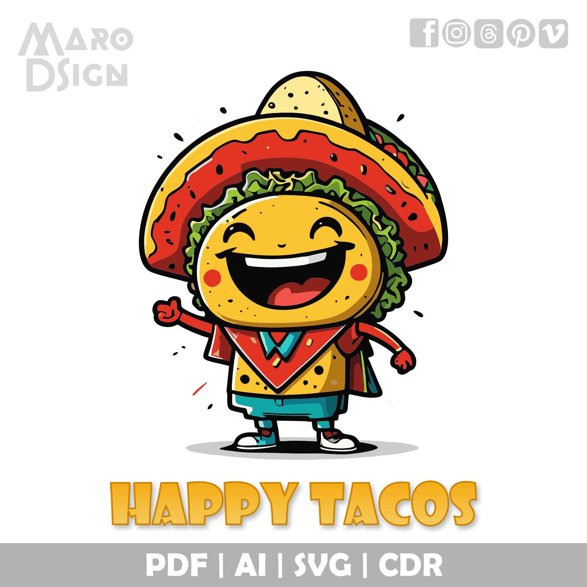 Happy Tacos Clipart Bundle | Fun & Colorful Taco Character, Perfect for ...