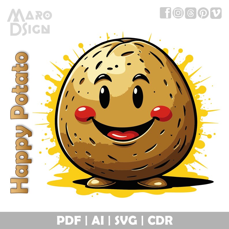 Happy Potato Clipart Bundle | Adorable and Editable Smiling Vector for ...
