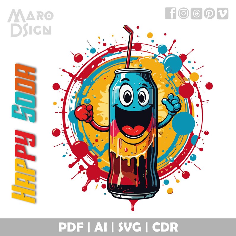 Happy Soda Clipart Bundle | Colorful Beverage Vector for DIY Projects ...