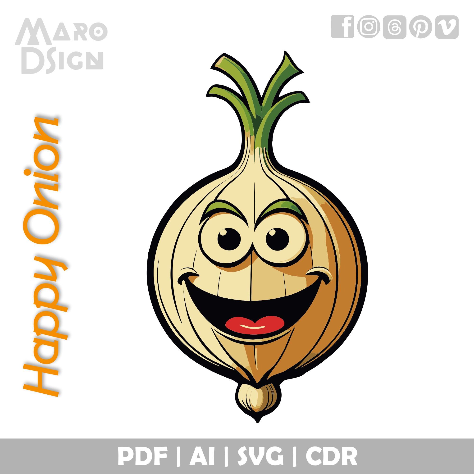 Happy Onion Clipart Bundle | Adorable Editable Vector Art of a Smiling ...