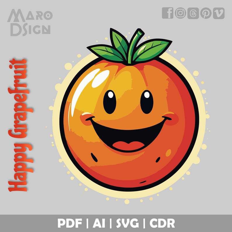 Happy Grapefruit Clipart Bundle | Juicy Fruit Vector Illustration for ...