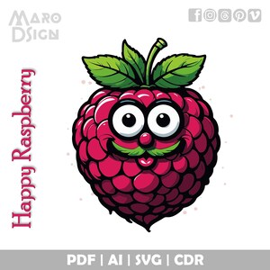 Happy Raspberry Clipart Bundle | Fun Cartoon Berry Illustration for ...