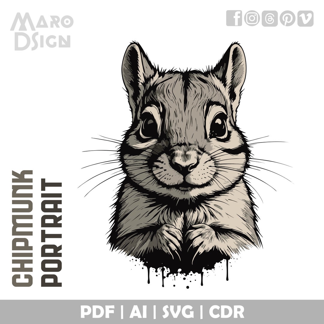 Chipmunk Portrait | Customizable Vector Art of a Charming Chipmunk ...
