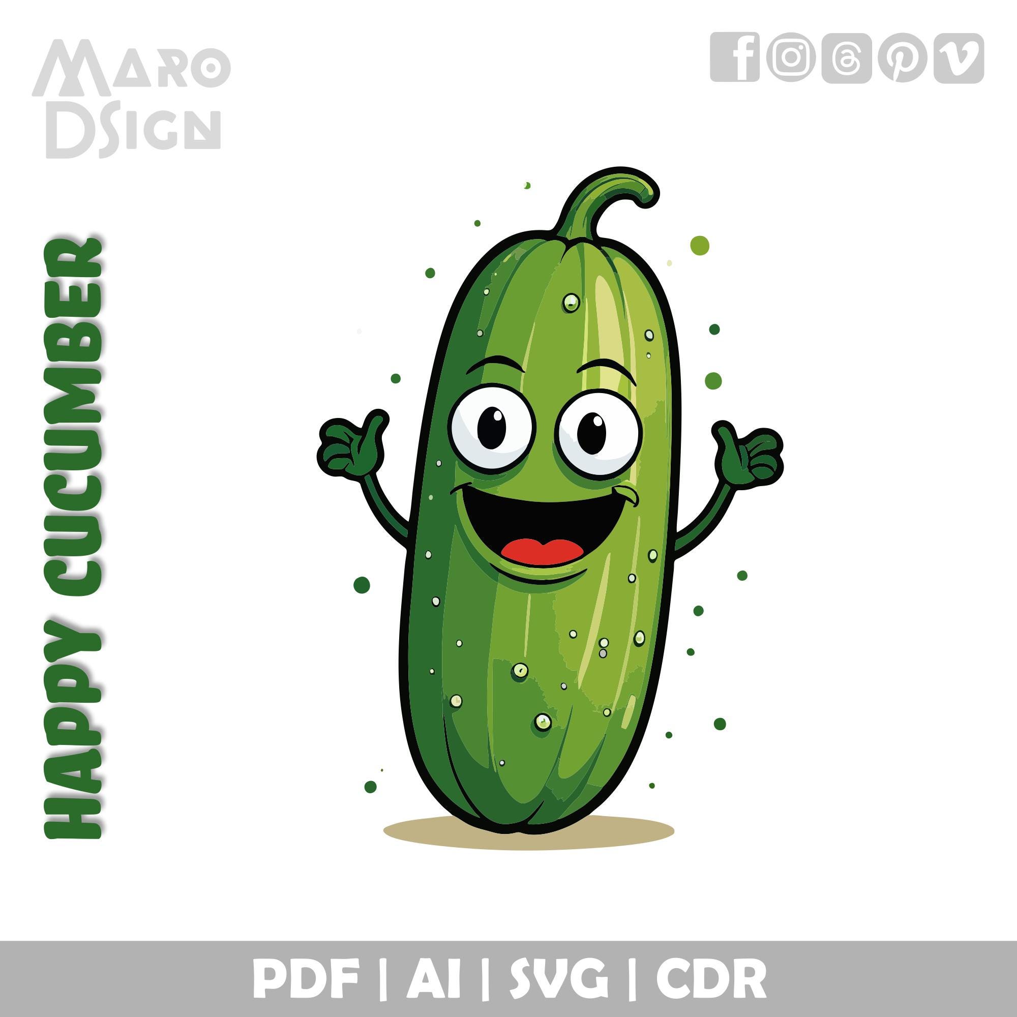 Happy Cucumber Clipart Bundle | Adorable and Editable Vector, Perfect ...