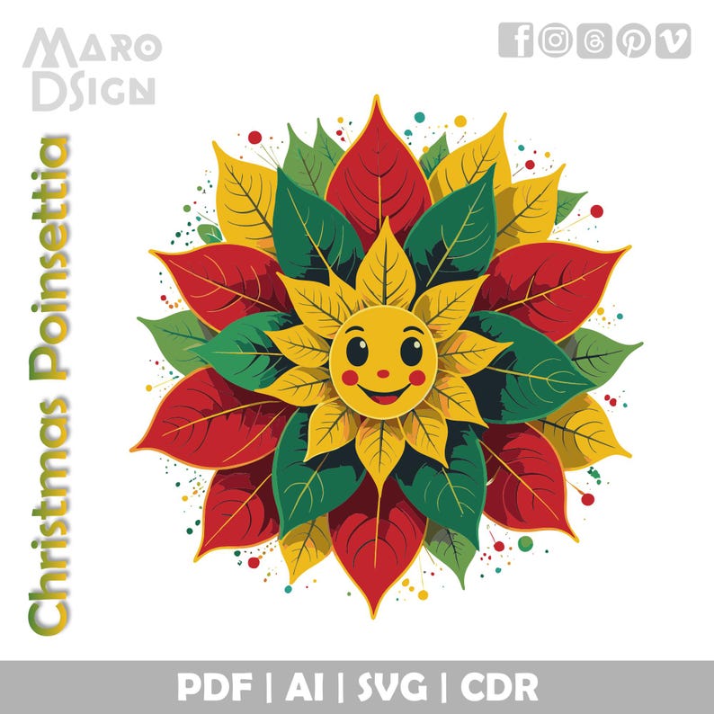 Christmas Poinsettia Clipart Bundle | Festive Floral Vector Clipart for ...