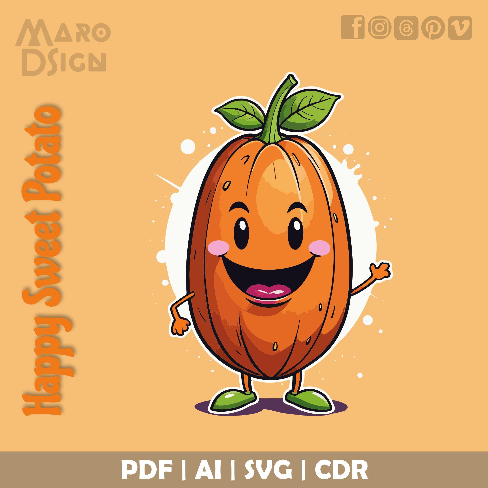 Happy Sweet Potato Clipart Bundle | Smiling Veggie Vector for Cute Food ...