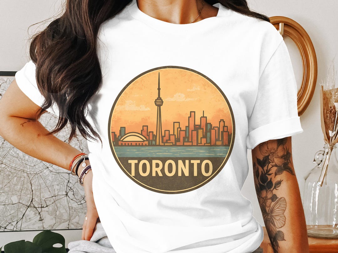 Retro Toronto Skyline PNG, Vintage Sunset Canada Clipart With CN Tower ...