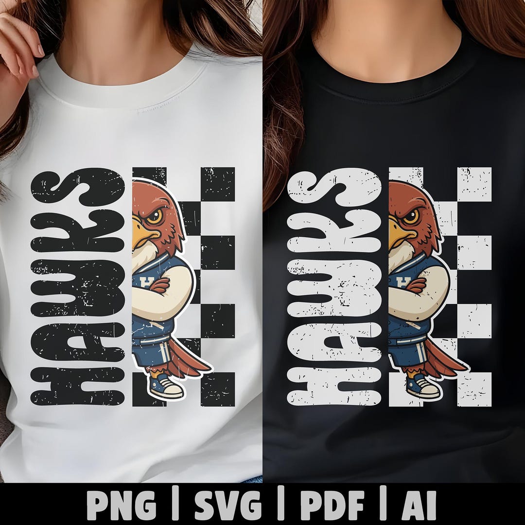 Hawks Mascot Logo PNG SVG Ai PDF | Distressed Hawk School Spirit Sports ...