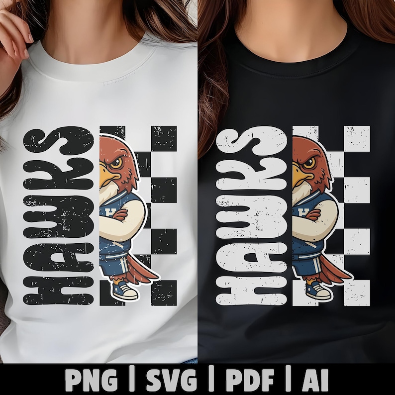 Hawks Mascot Logo PNG SVG Ai PDF | Distressed Hawk School Spirit Sports ...