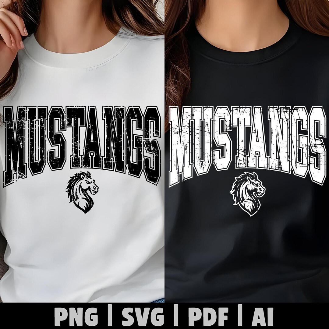 Mustangs Mascot Logo SVG PNG Ai PDF | Vintage University Team Font ...