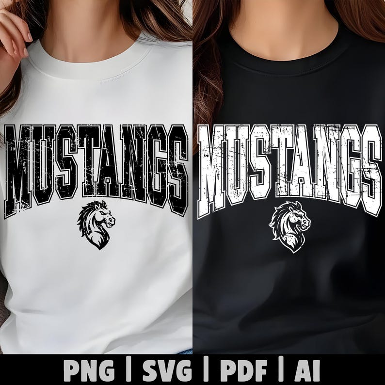 Mustangs Mascot Logo SVG PNG Ai PDF | Vintage University Team Font ...