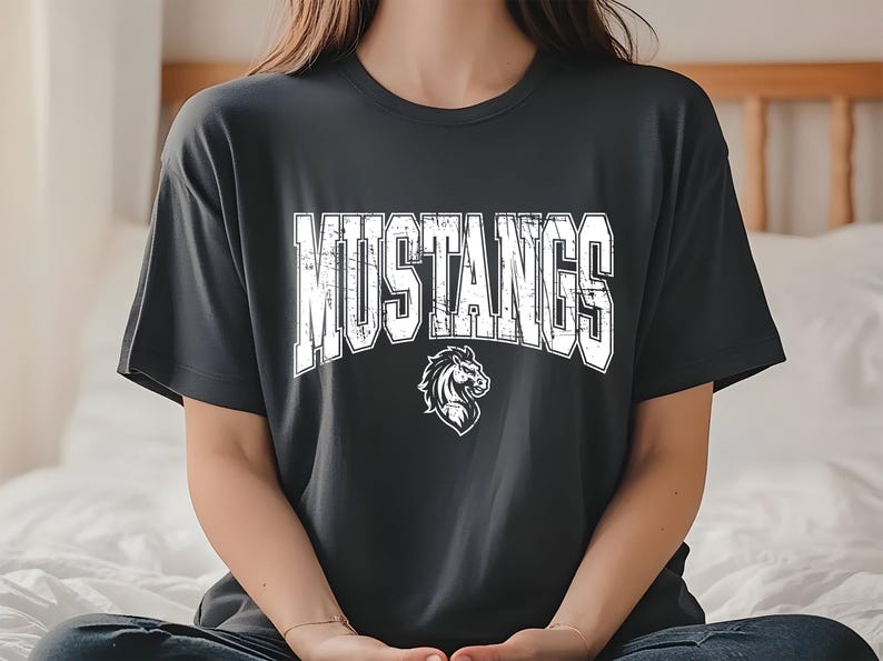 Mustangs Mascot Logo SVG PNG Ai PDF | Vintage University Team Font ...