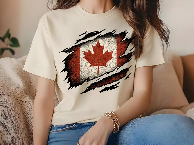 Distressed Canada Flag PNG: Ripped Grunge Maple Leaf (digital Download ...