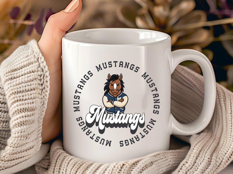 Mustangs Mascot Round Logo PNG SVG Ai PDF | Retro Sports Team Design ...