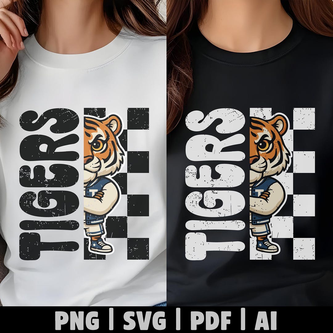 Tigers Mascot Logo PNG SVG Ai PDF | Distressed Tiger Sports School Team ...