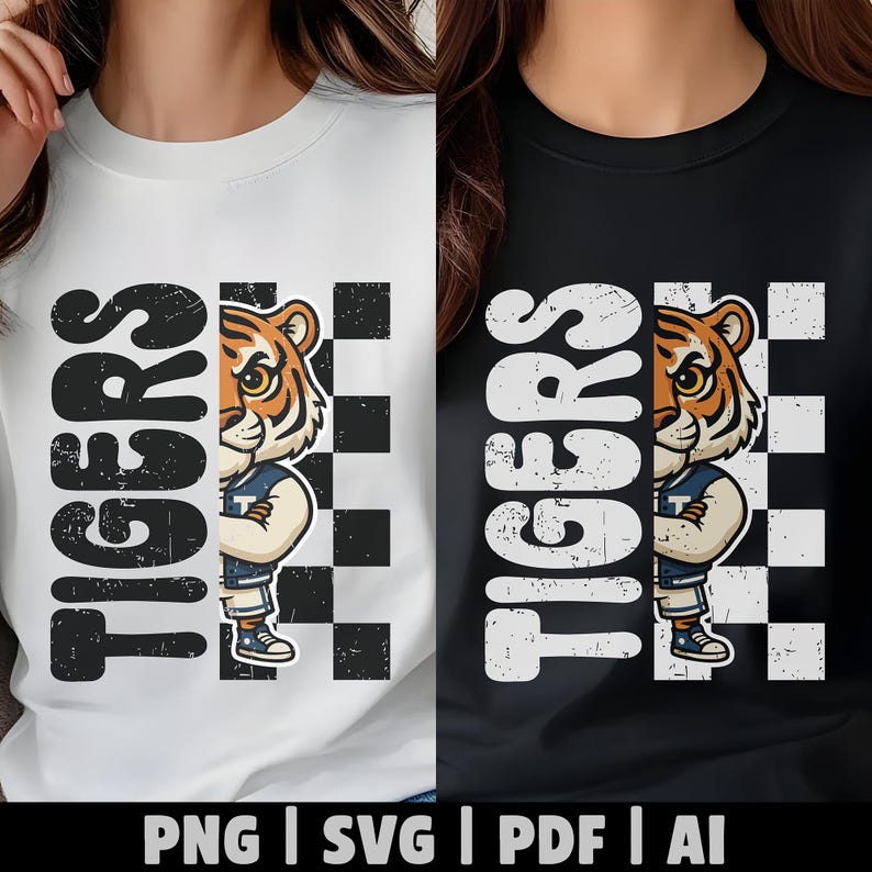Tigers Mascot Logo PNG SVG Ai PDF | Distressed Tiger Sports School Team ...