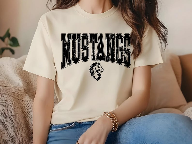 Mustangs Mascot Logo SVG PNG Ai PDF | Vintage University Team Font ...
