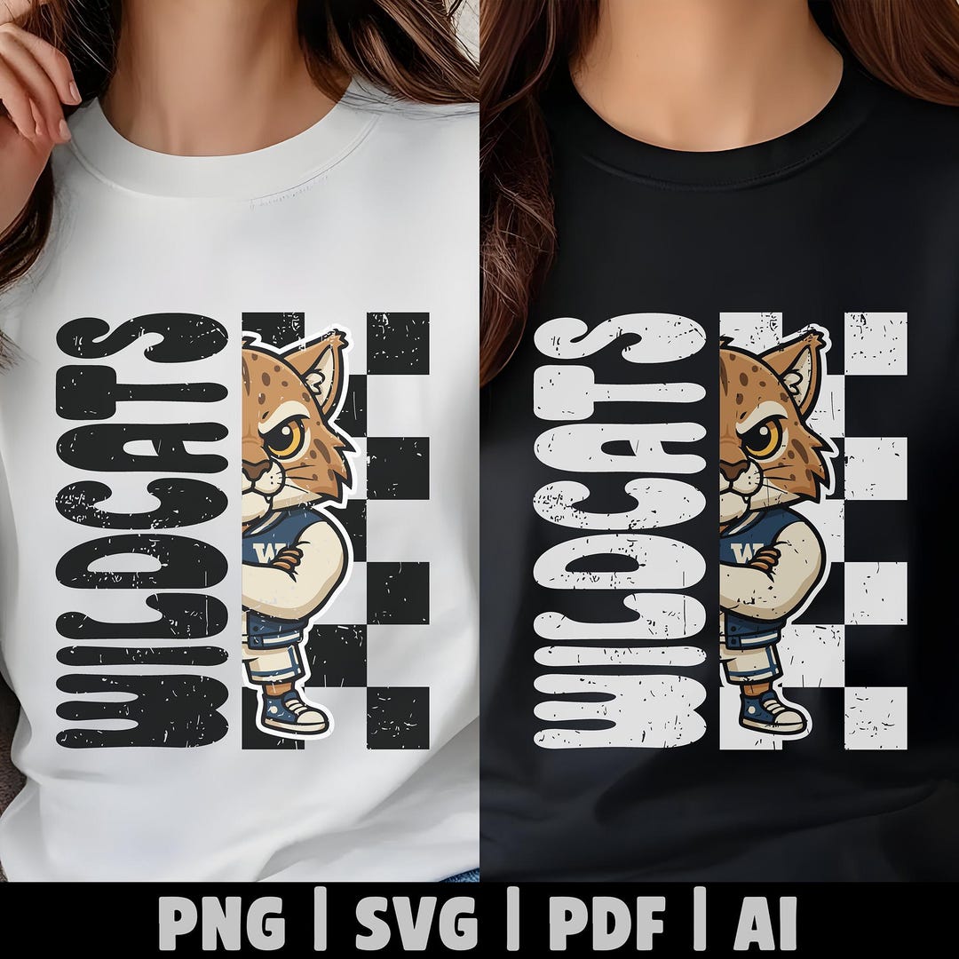 Wildcats Mascot Logo PNG SVG Ai PDF | Distressed Wildcat Sports School ...