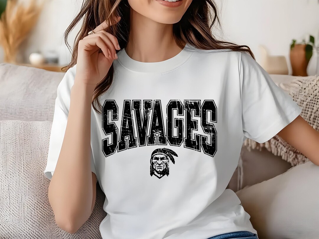 Vintage Savages Sports Logo - Native Warrior Mascot (digital Download ...