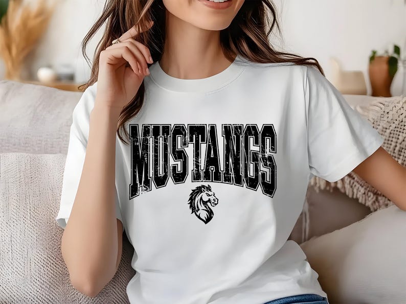 Mustangs Mascot Logo SVG PNG Ai PDF | Vintage University Team Font ...