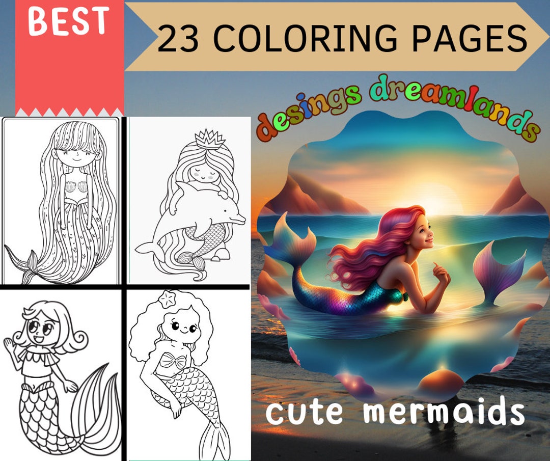 Mermaid Coloring Pages for Kids - Printable Underwater Activity Book ...