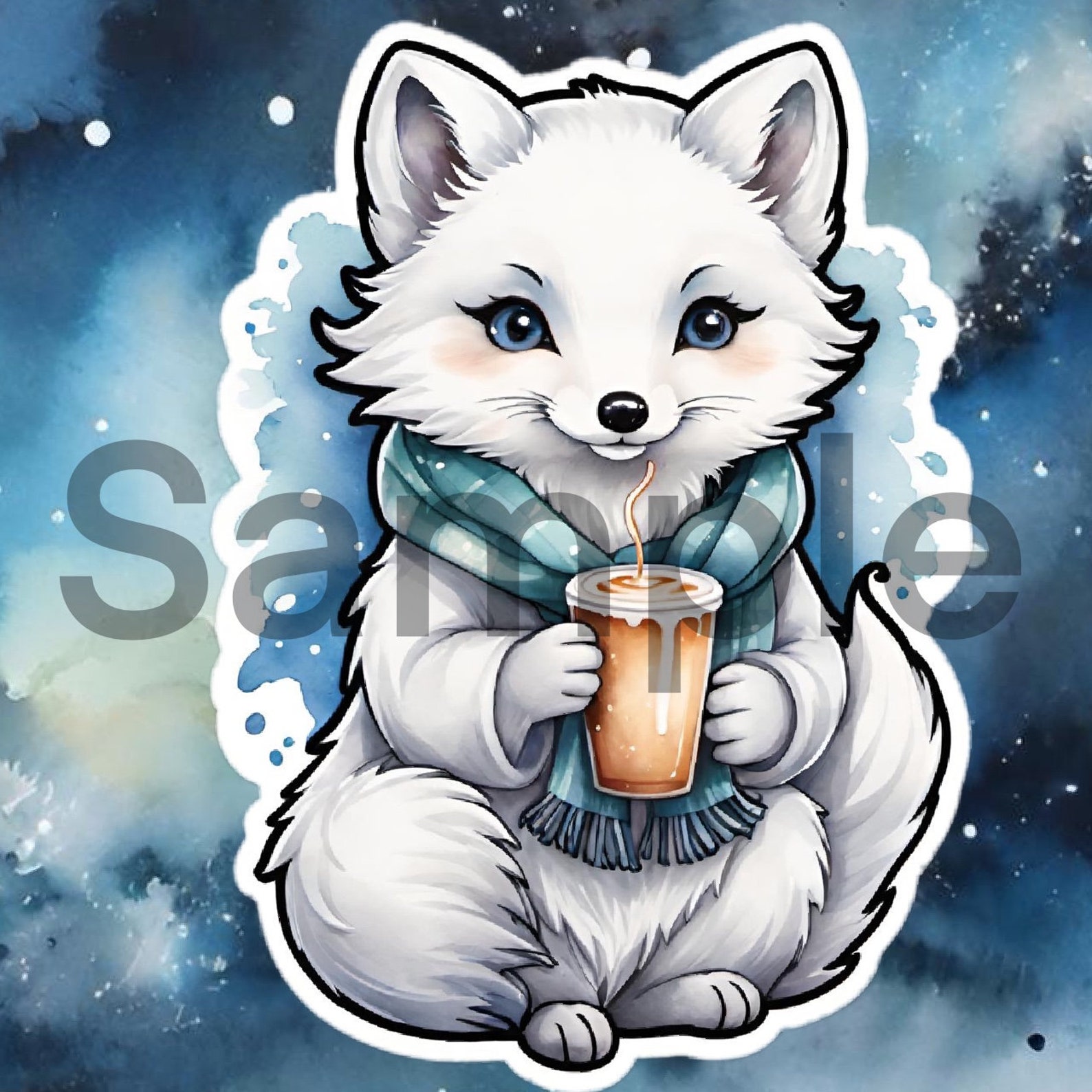 Arctic Fox Sticker, Cozy Sticker, Cottage Core Sticker, Cute Winter ...