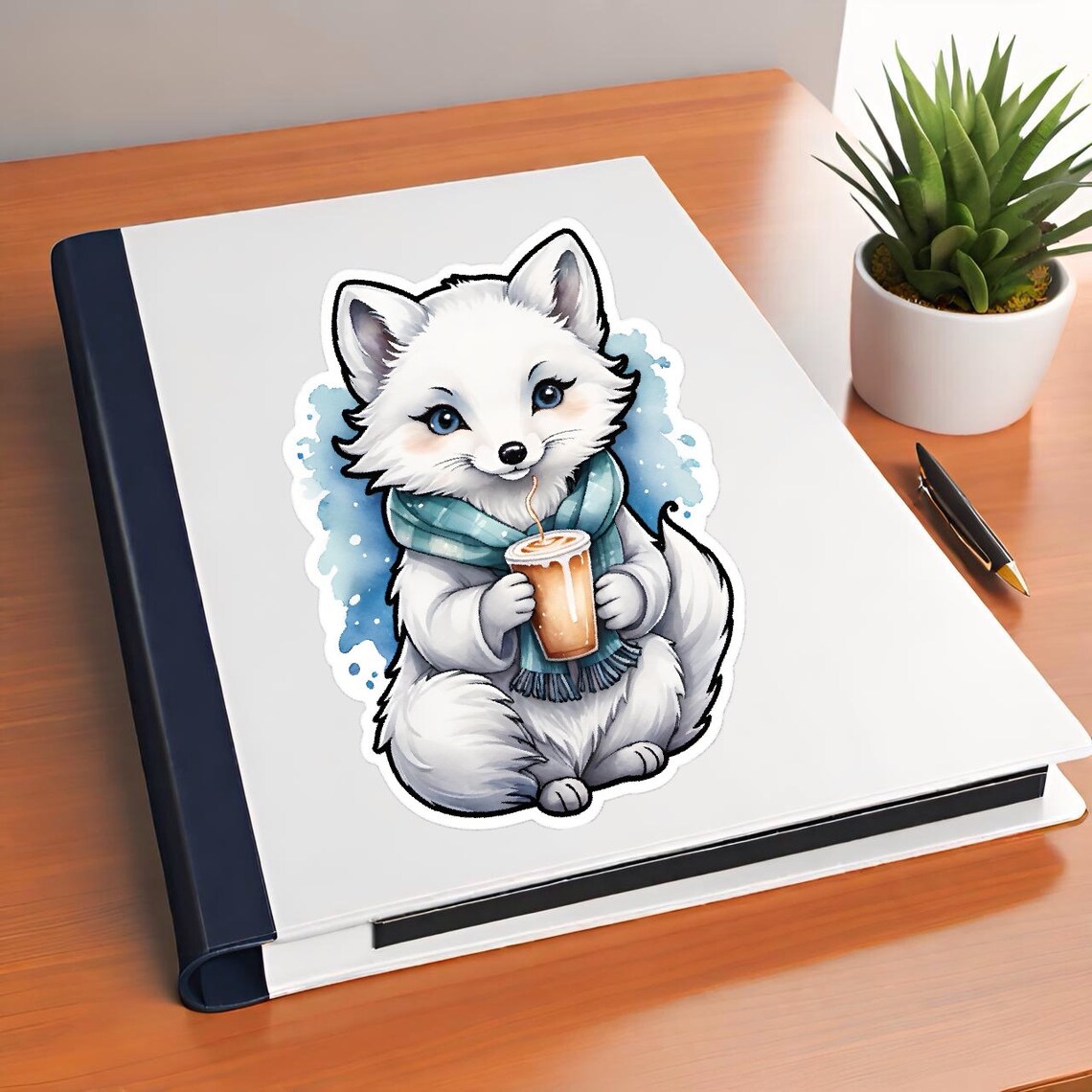 Arctic Fox Sticker, Cozy Sticker, Cottage Core Sticker, Cute Winter ...