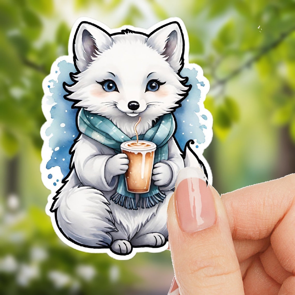 Arctic Fox Sticker, Cozy Sticker, Cottage Core Sticker, Cute Winter ...
