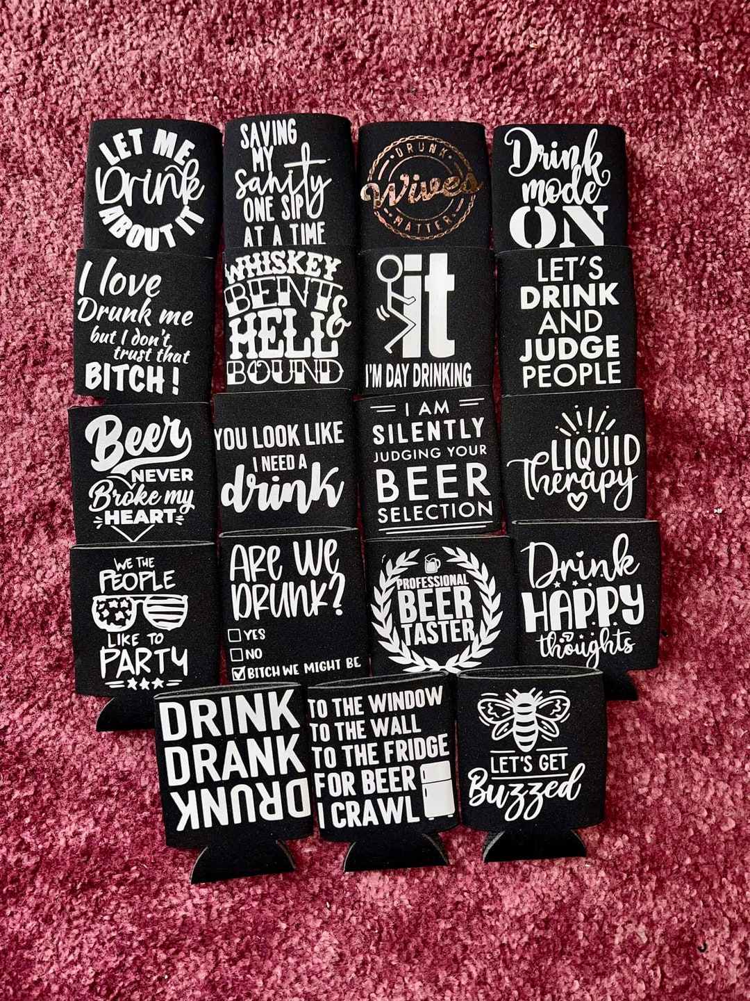 Custom Black Can Koozies: Funny Drink Quotes, 12 Oz - Etsy