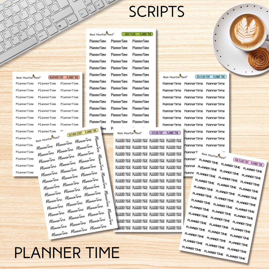 PLANNER TIME Planner Scripts || 6 Font Options Included || Standard and ...