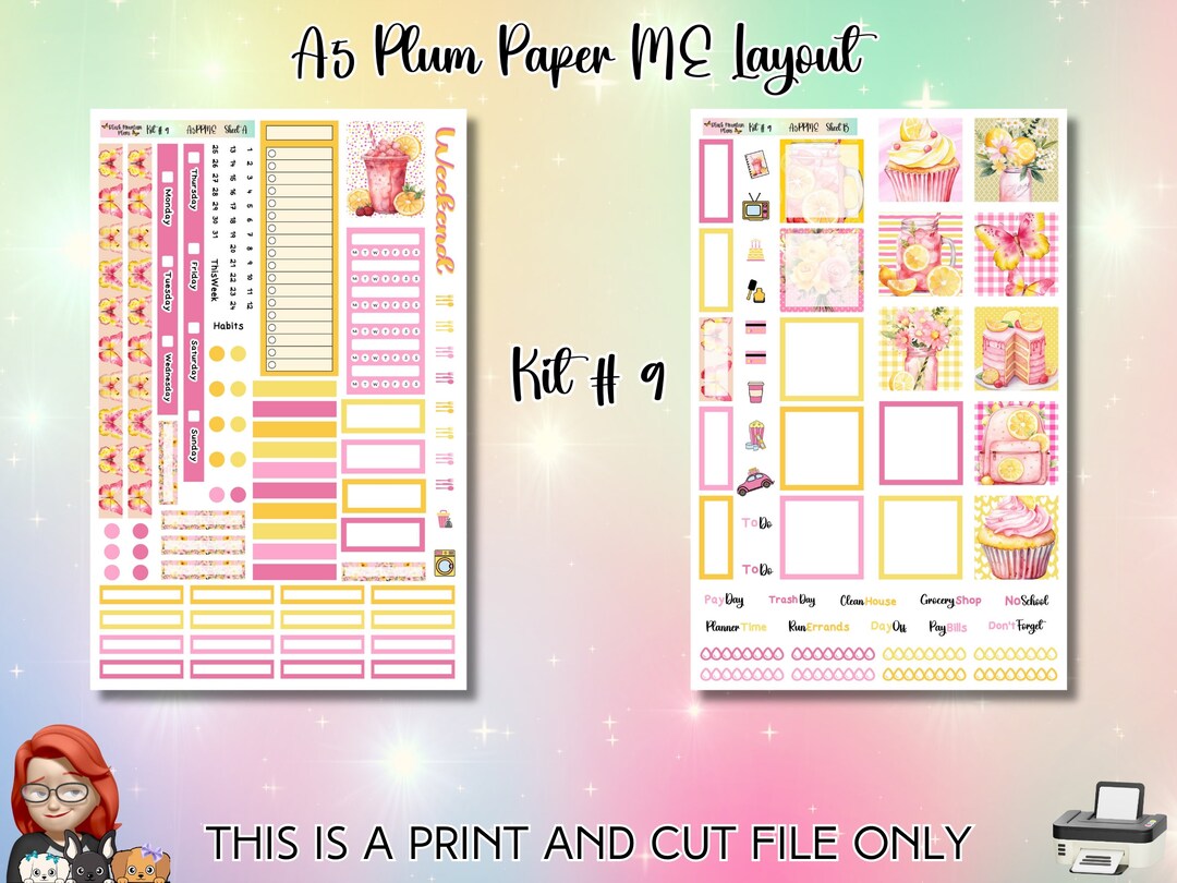 A5 Plum Paper ME Layout Printable Sticker Kit KIT 9 Plum Paper Print ...