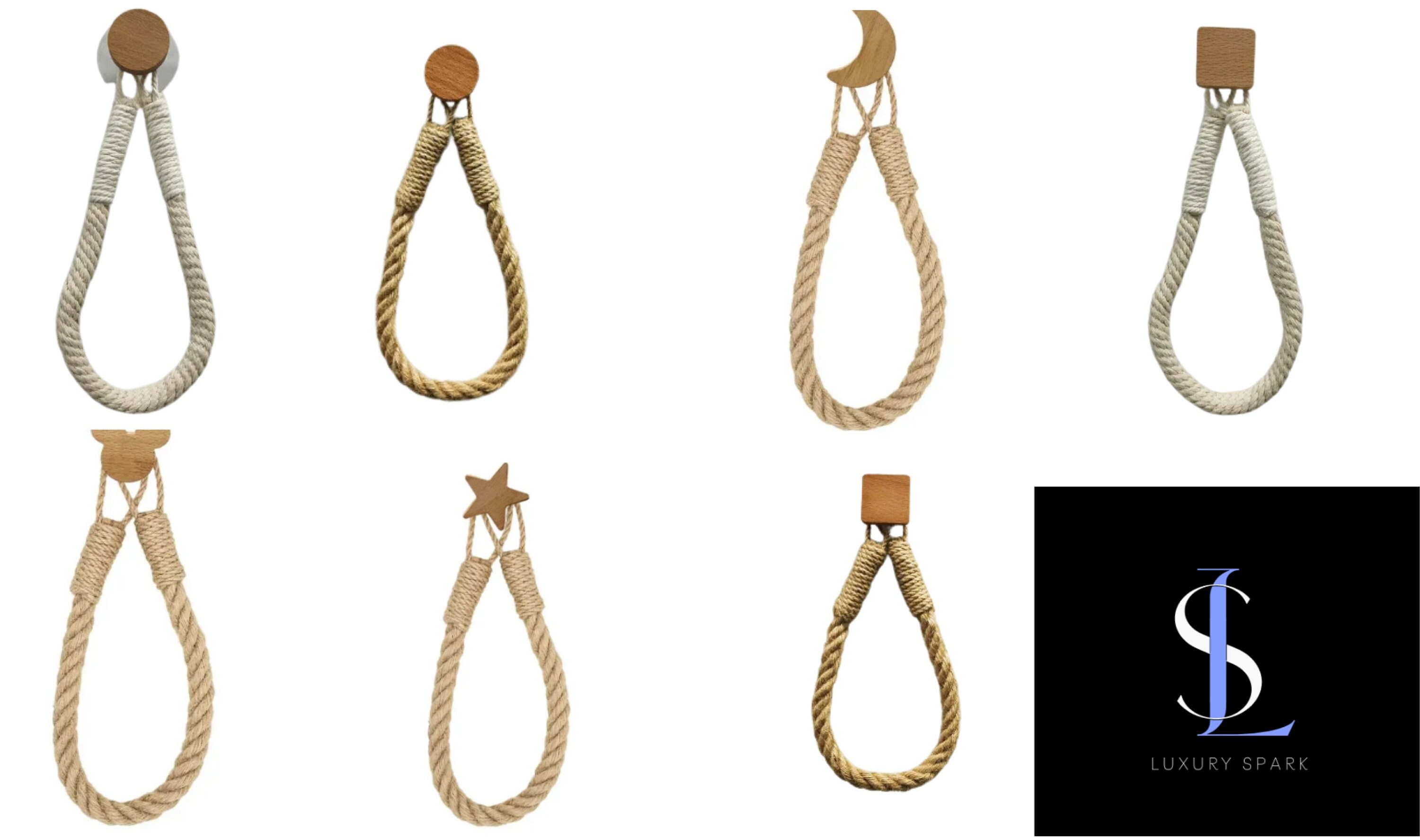 Rope Toilet Paper Holder With Wooden Hook Wall-mounted, No-drill Eco ...