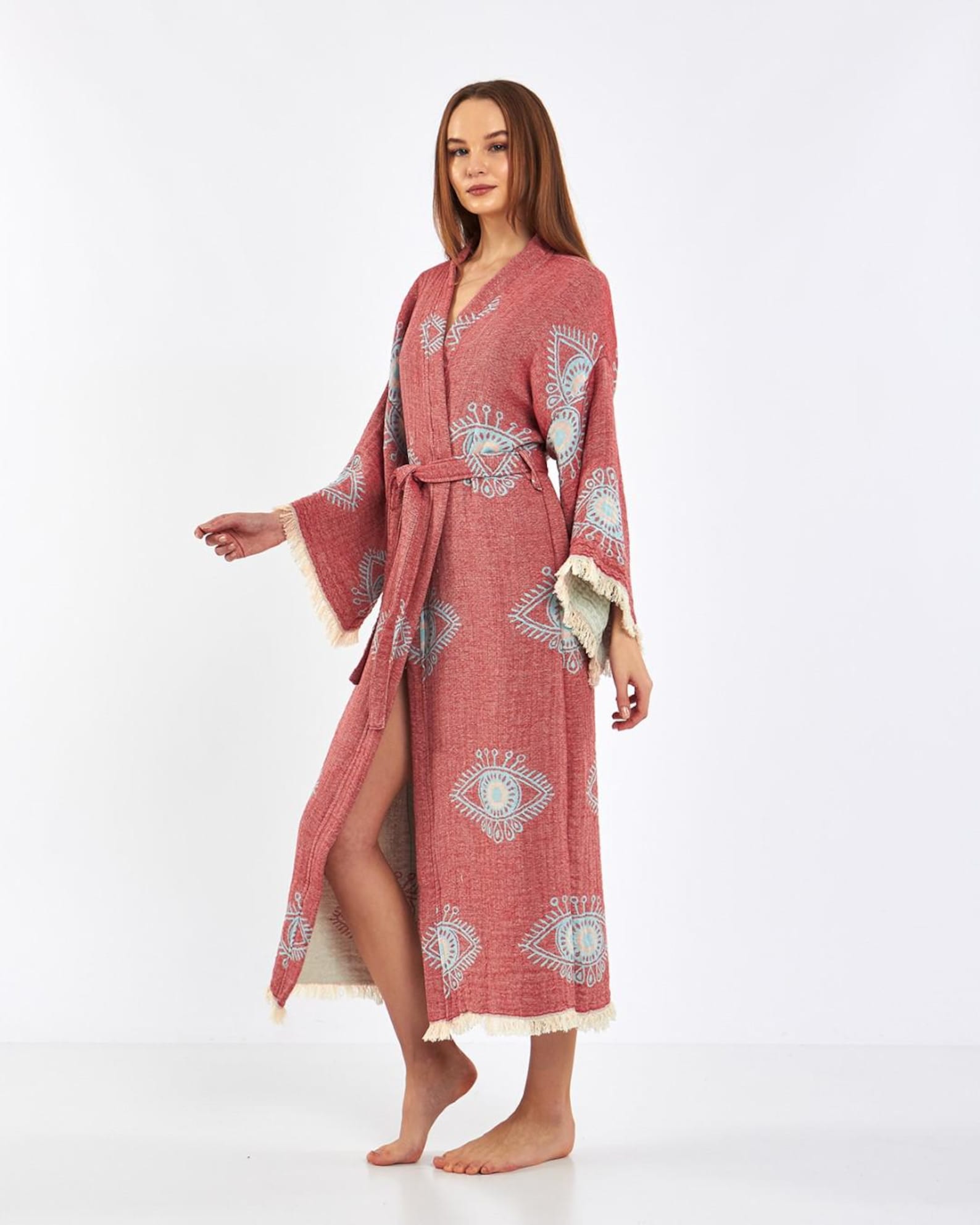 Dusty Rose Evil Eye Print Robe | Spa Day Essentials | Beach Coverup ...
