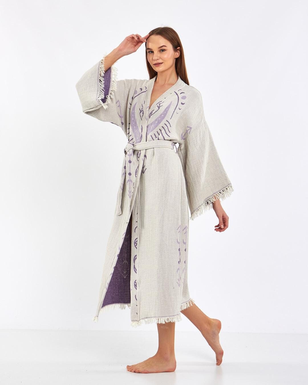 Moon Eye Print Purple Robe | Women's Bathrobe | Dressing Gown ...