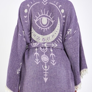 Moon Eye Print Purple Robe | Women's Bathrobe | Dressing Gown ...