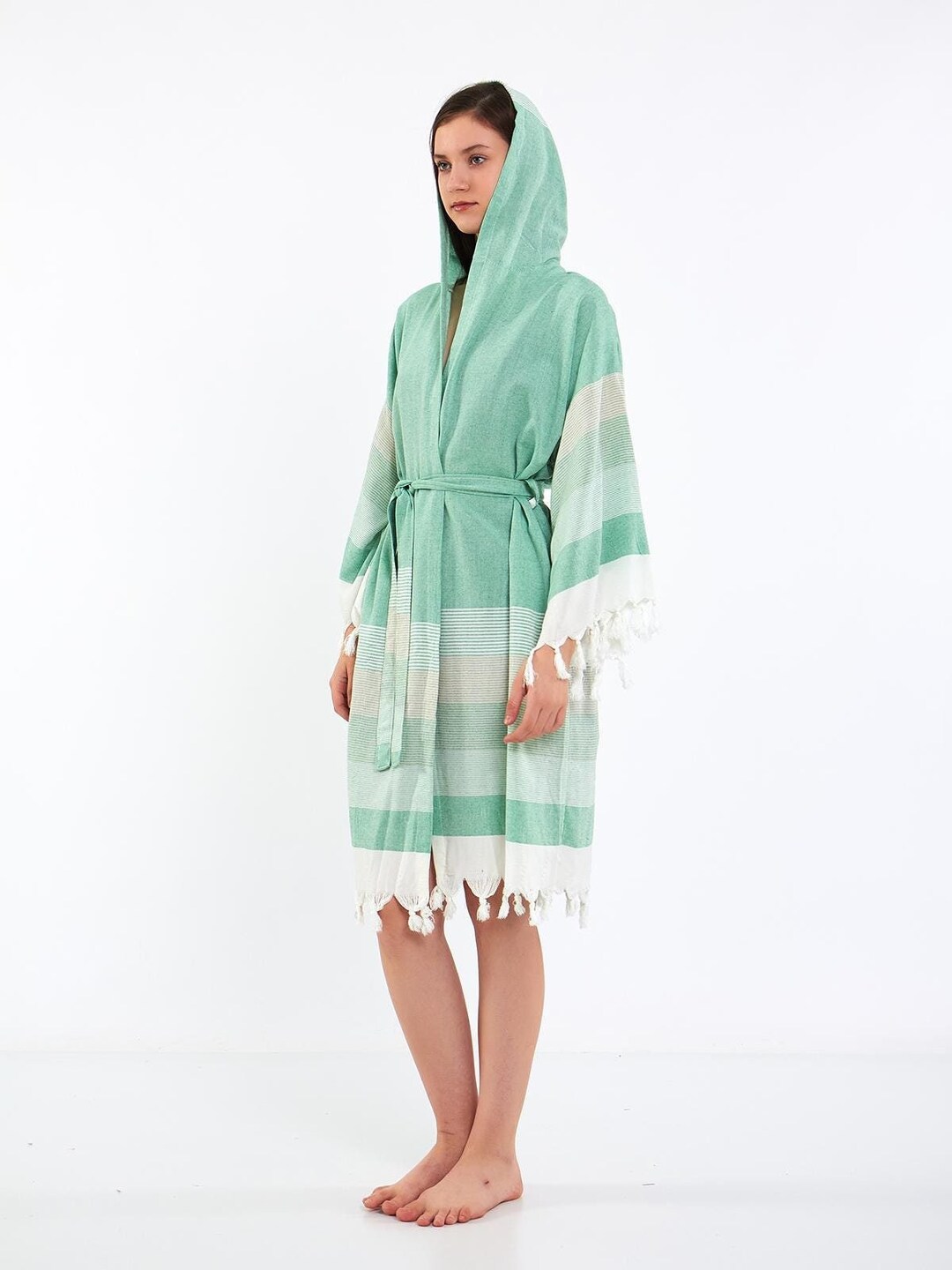 Mint Hooded Pareo | Pareo Wrap | Turkish Bathrobe | Kimono Beachwear ...