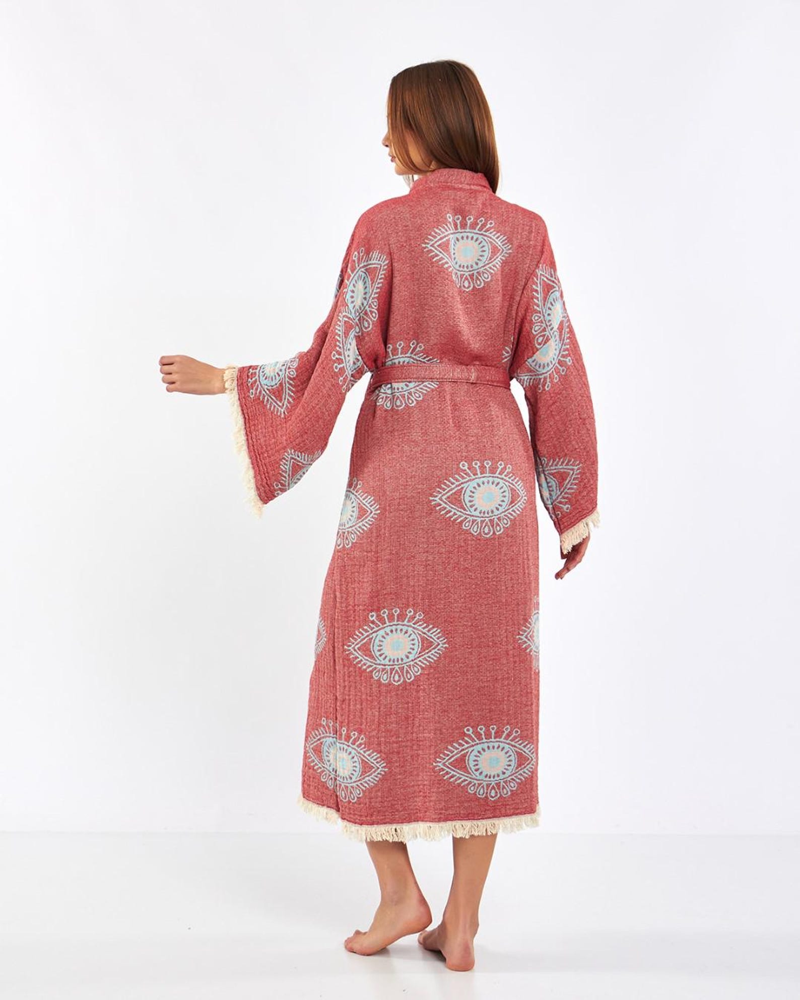 Dusty Rose Evil Eye Print Robe | Spa Day Essentials | Beach Coverup ...