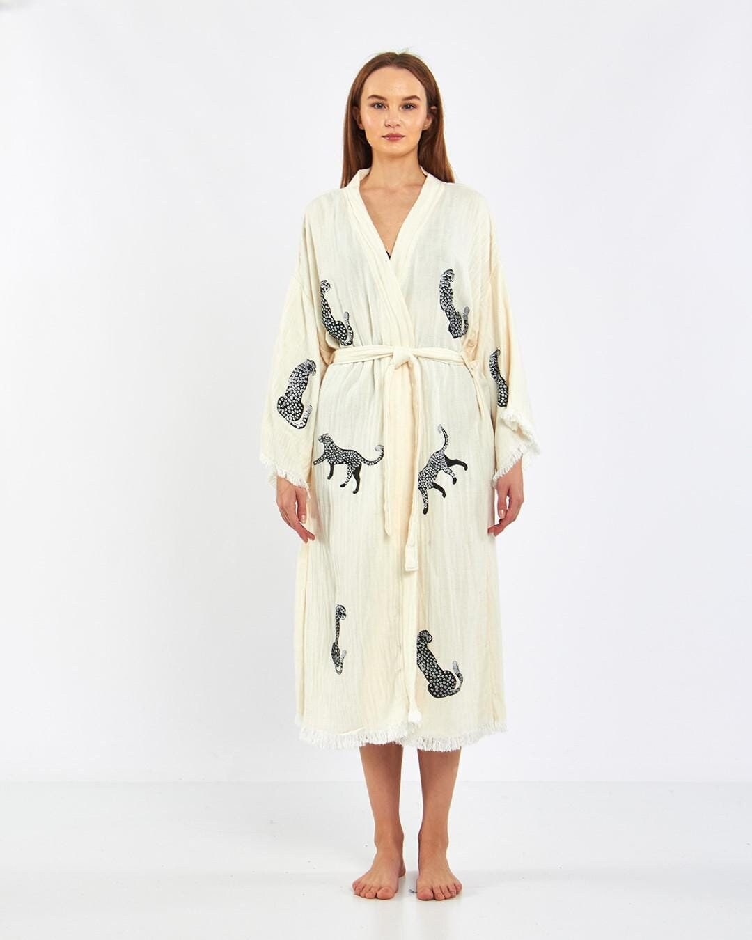 Black and White Leopard Print Robe | Animal Print Clothing | Beach ...