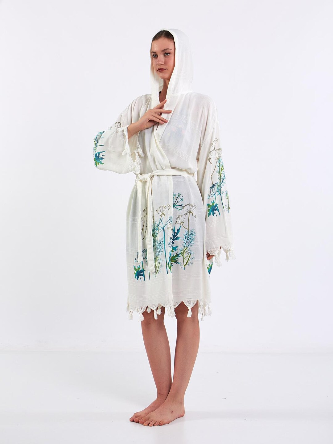 Floral Meadow Pattern Pareo | Pareo Wrap | Turkish Bathrobe | Kimono ...