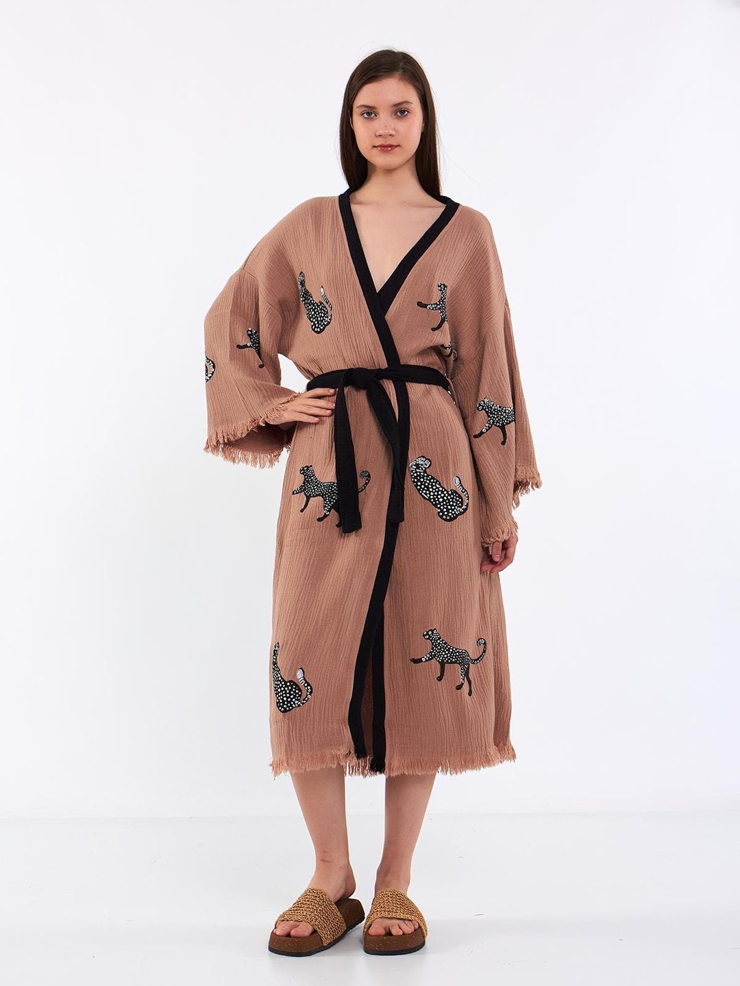 Brown Leopard Print Robe | Animal Print Clothing | Beach Coverup ...