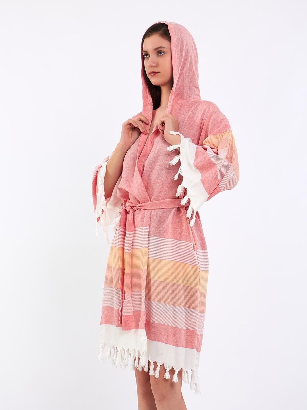 Colorful Hooded Pareo | Pareo Wrap | Turkish Bathrobe | Kimono ...
