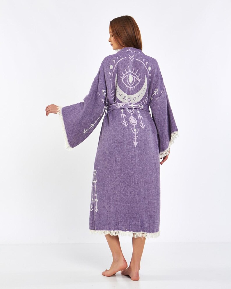 Moon Eye Print Purple Robe | Women's Bathrobe | Dressing Gown ...