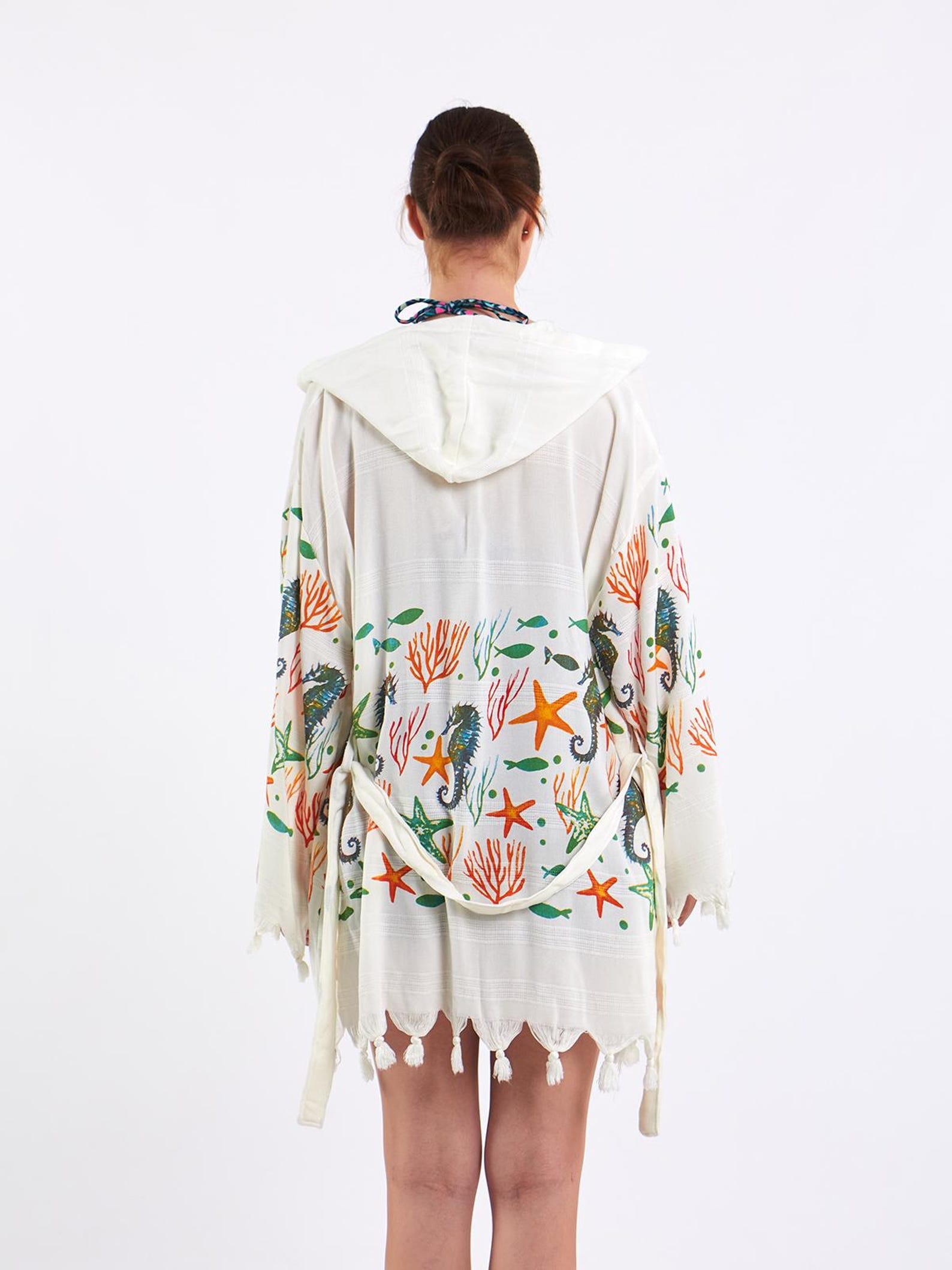 Sea Life Pattern Pareo | Pareo Wrap | Turkish Bathrobe | Kimono ...