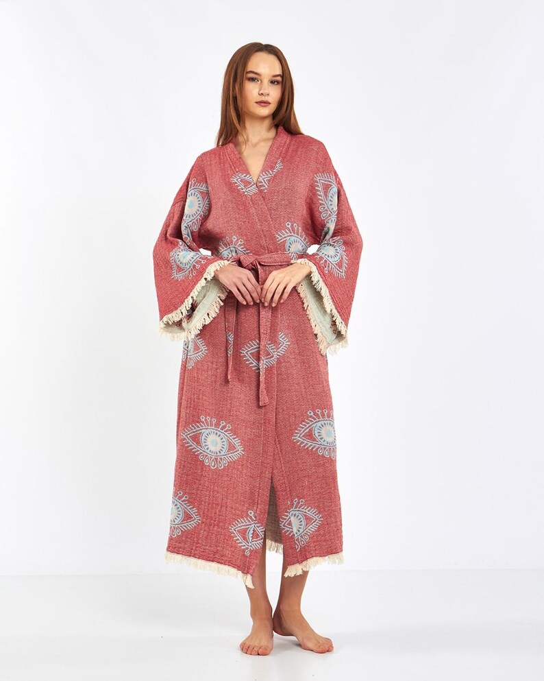 Dusty Rose Evil Eye Print Robe | Spa Day Essentials | Beach Coverup ...
