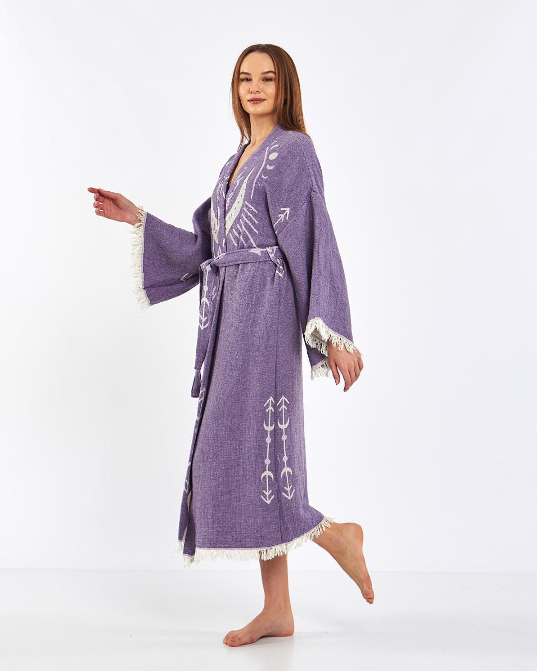 Moon Eye Print Purple Robe | Women's Bathrobe | Dressing Gown ...