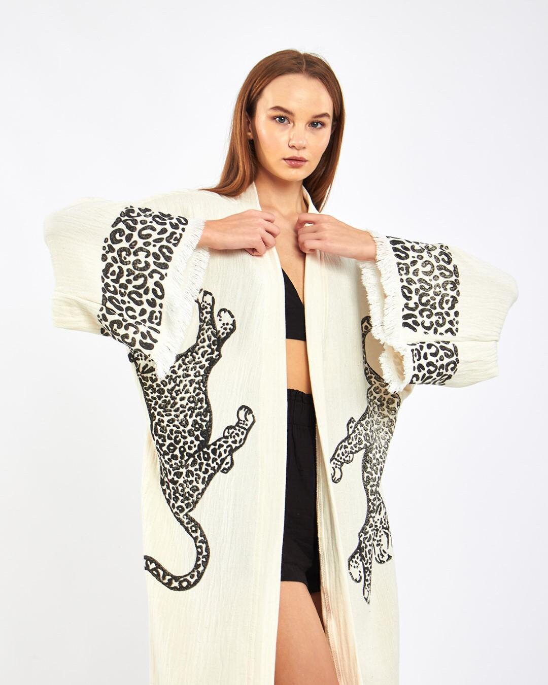Black and White Leopard Print Robe | Animal Print Clothing | Beach ...